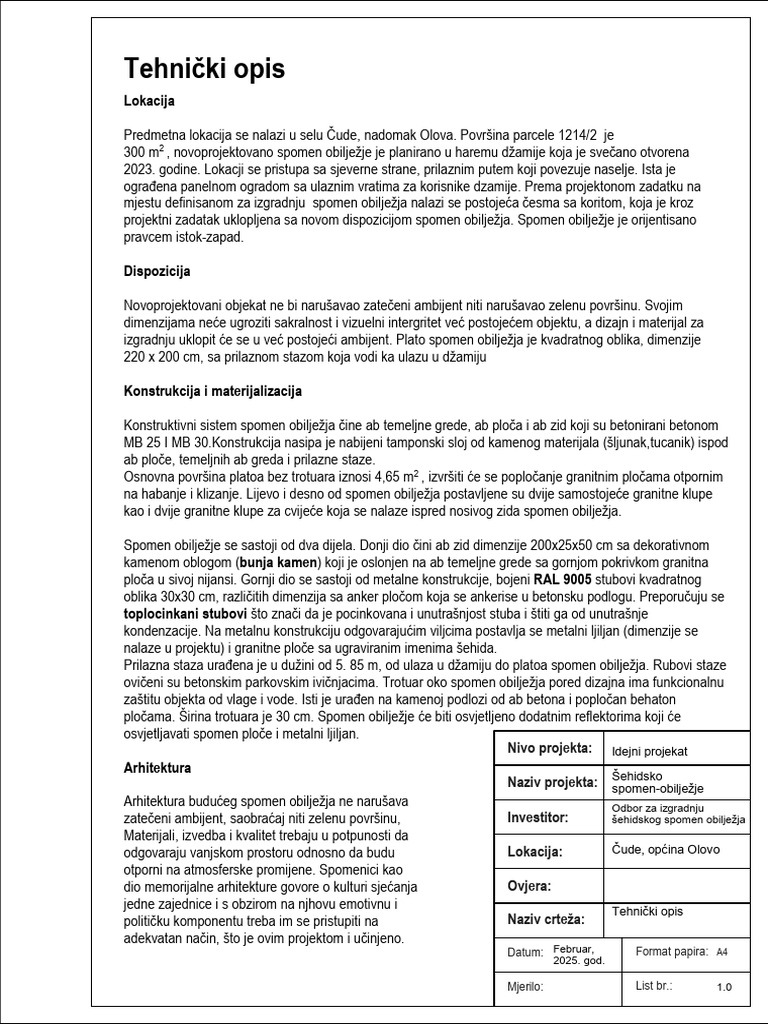 Tehnički Opis: Lokacija | PDF