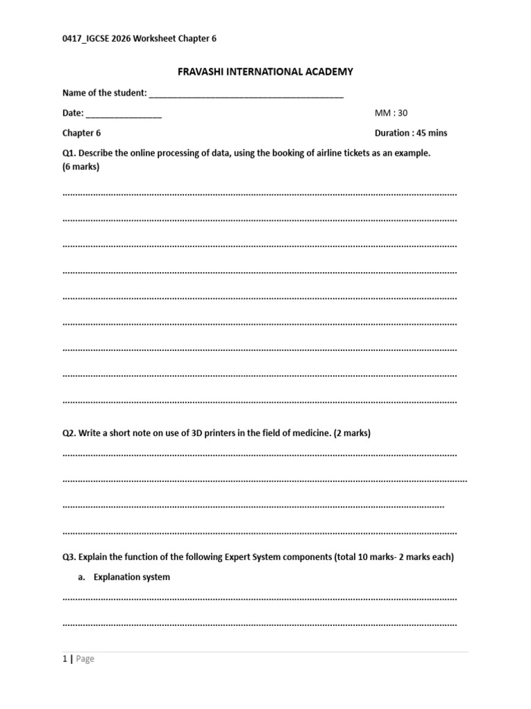 Worksheet Chapter 6 | PDF | Artificial Intelligence | Intelligence (AI ...