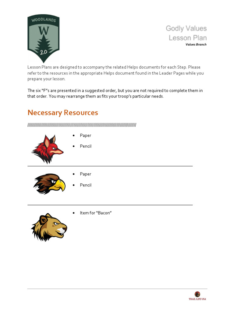 Values Step 01 Godly Values Lesson Plan | PDF