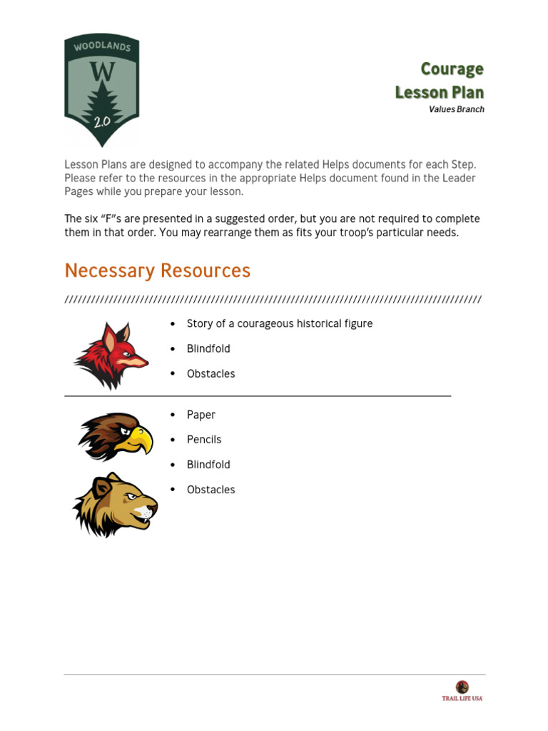 Values Step 07 Courage Lesson Plan | PDF