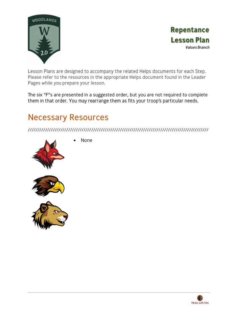 Values Step 12 Repentance Lesson Plan | PDF