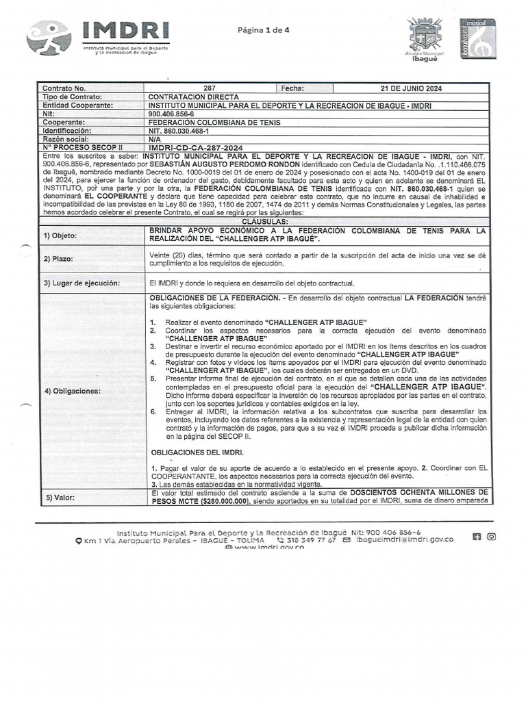 Clausulado - Federacion Colombiana de Tenis | PDF