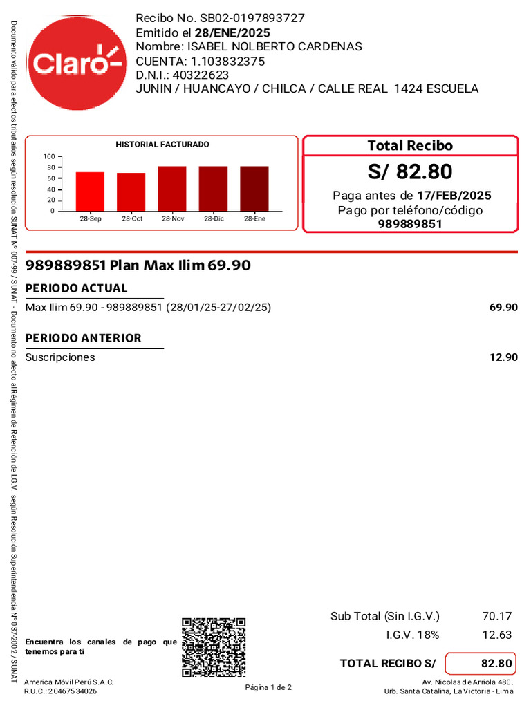 Recibo Claro: Detalles y Pagos 2025 | PDF