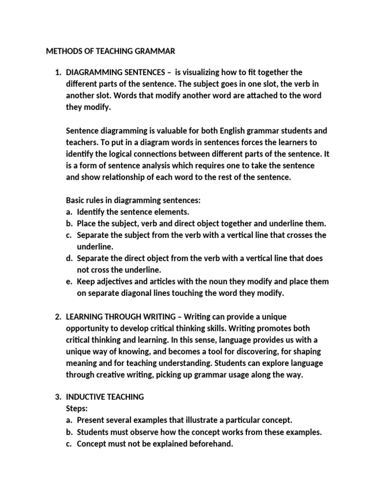 Methods Of Teaching Grammar Lecture 2 Pdf Learning Verb