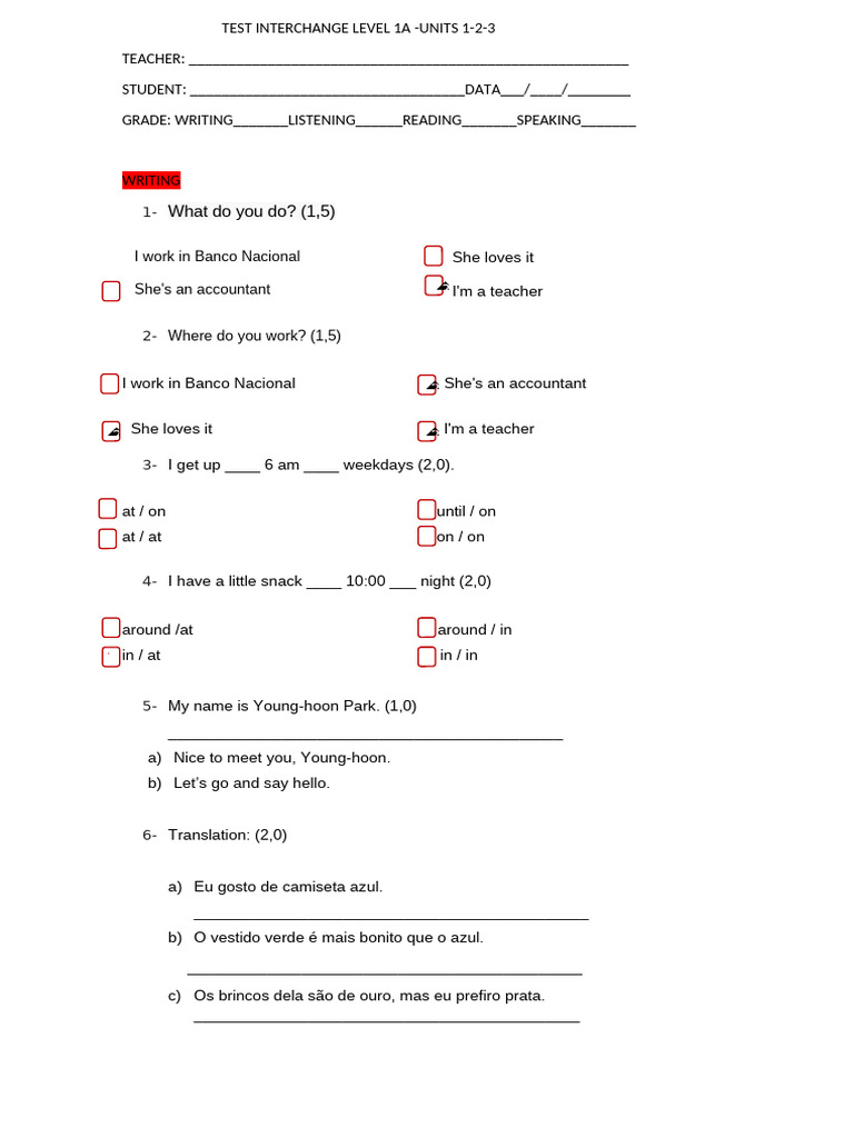 Test Interchange Level 1a | PDF | Coffeehouse | Coffee