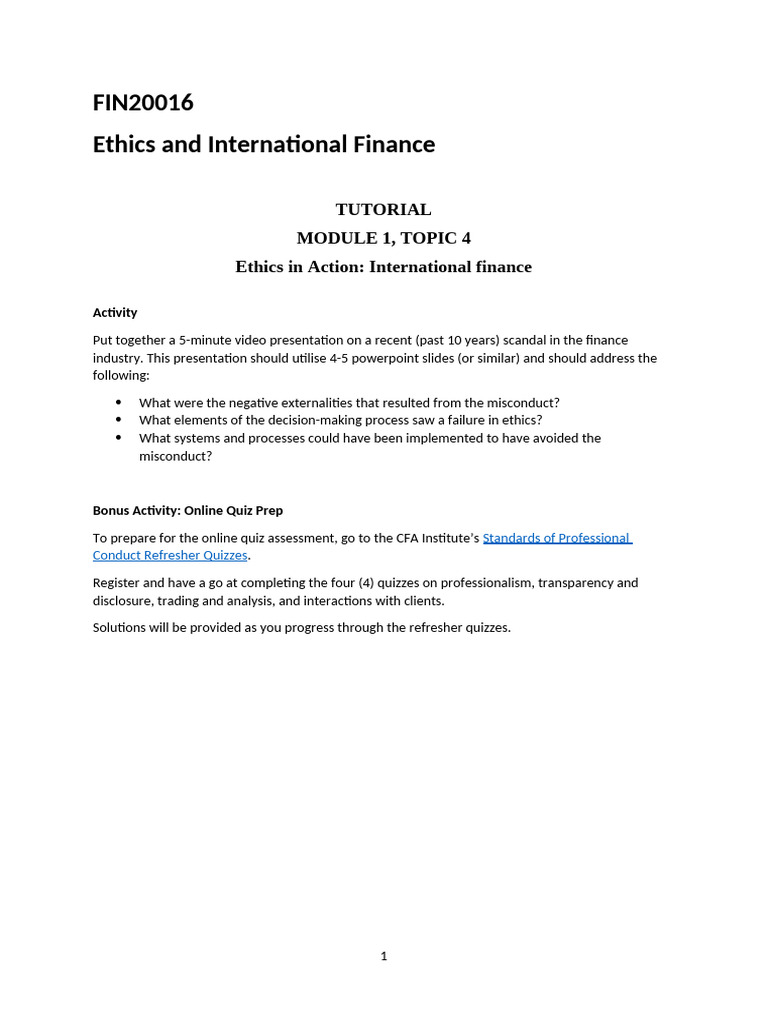 Ethics in International Finance Scandals | PDF | Banks | Reputation