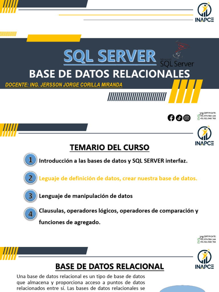 Clase 2 - SQL Server | PDF | Base de datos relacional | SQL