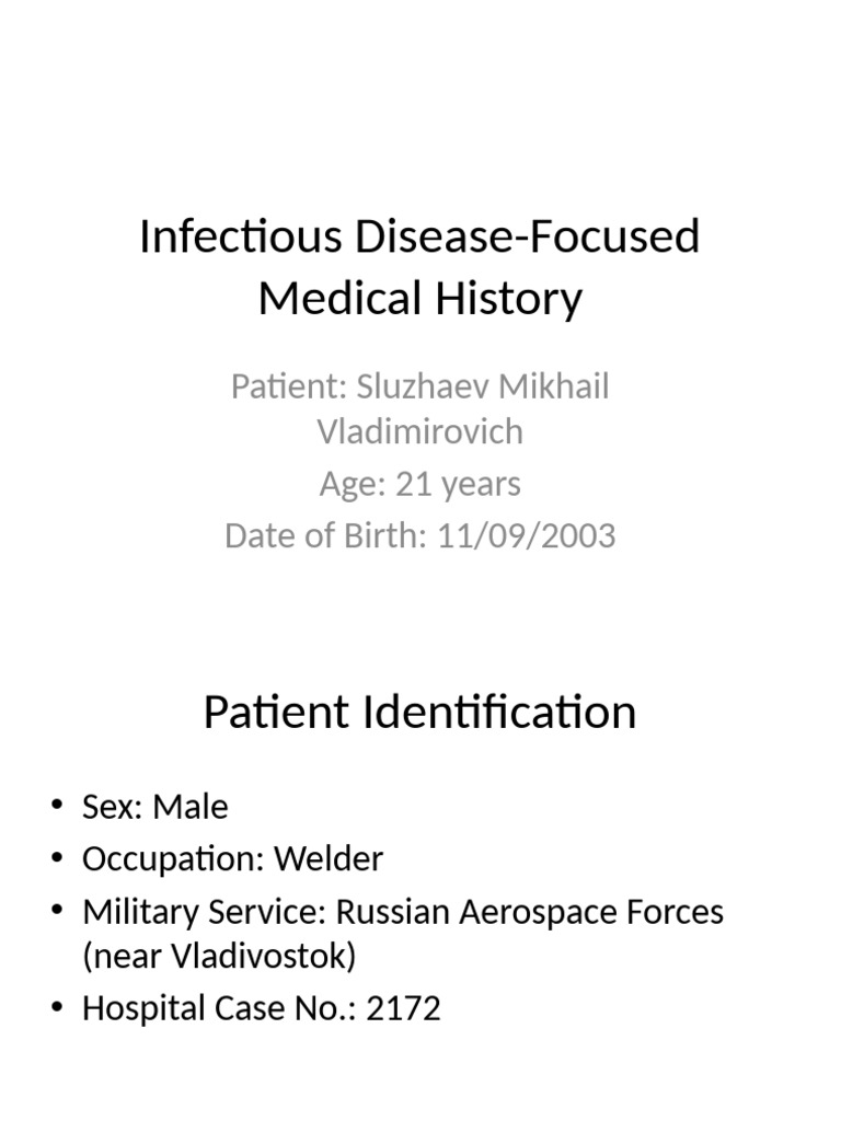 Infectious Disease Case Study: Sluzhaev Mikhail | PDF