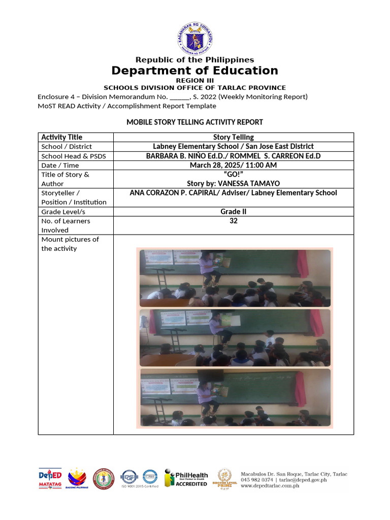 ACPC w7 WEEKLY REPORT EARLY GRADES READING BEHAVIOR | PDF