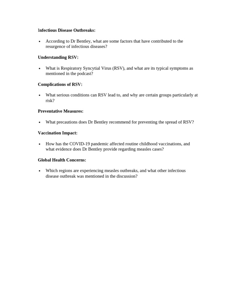 Infectious Disease Outbreaks Questions | PDF