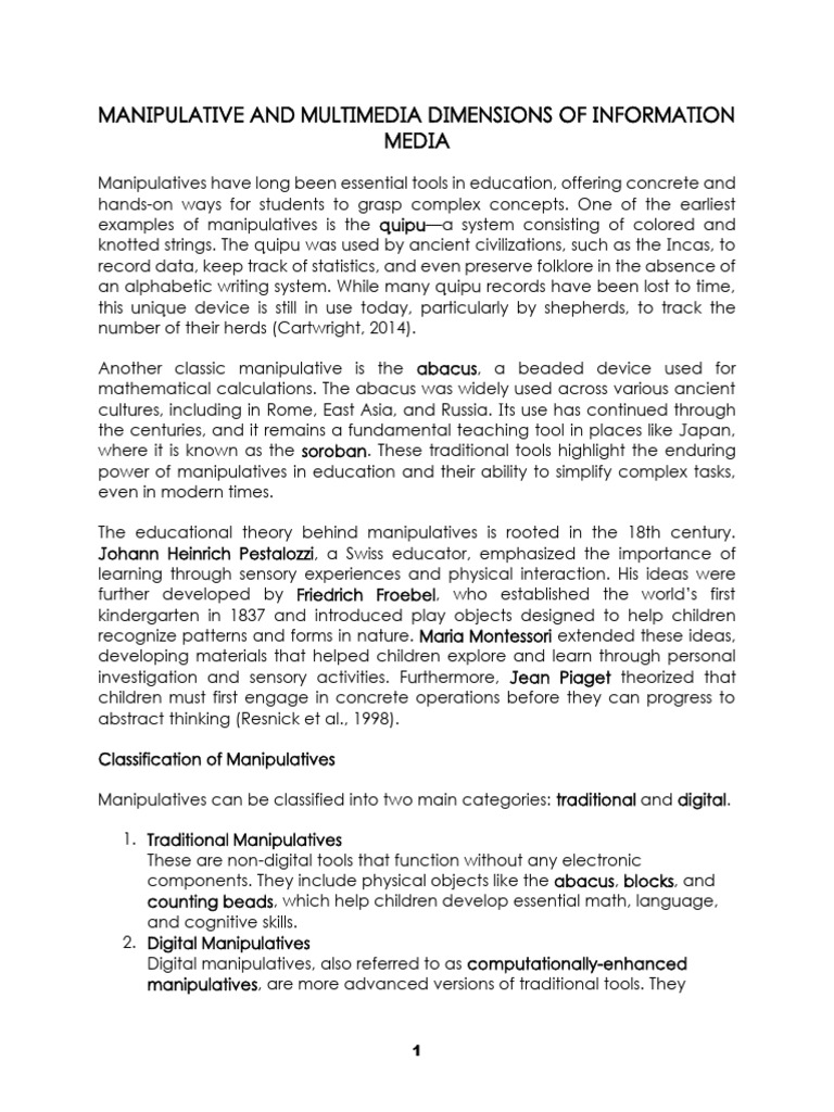 2q Mod9 Manipulative and Multimedia Dimensions of Information | PDF ...