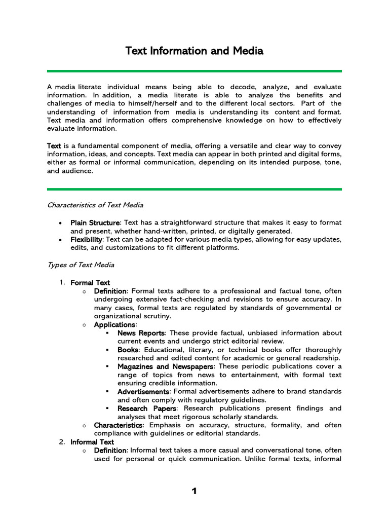2q Mod5 Text Information and Media | PDF | Composition (Visual Arts) | Typefaces