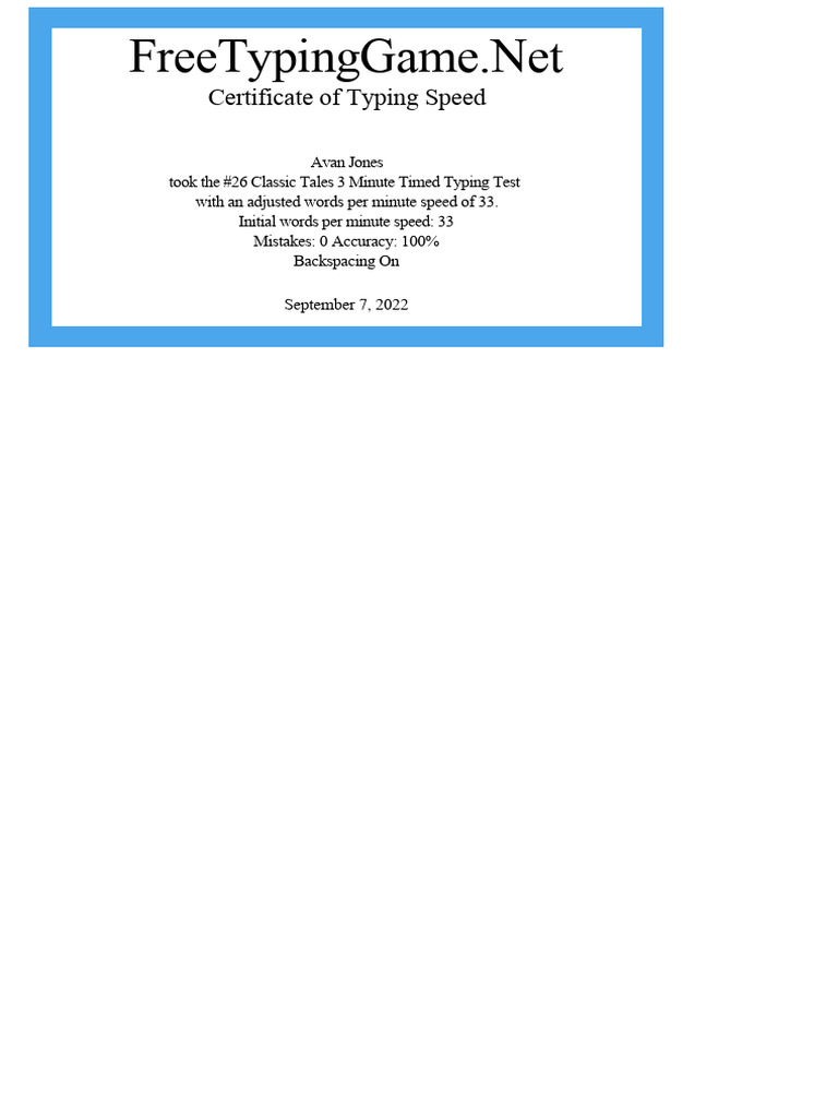 Typing Certificate | PDF