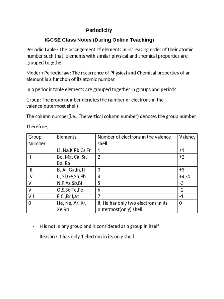 Periodicity Complete Notes | PDF | Ion | Electron Configuration