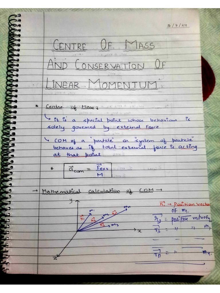 Centre of Mass Notes | PDF