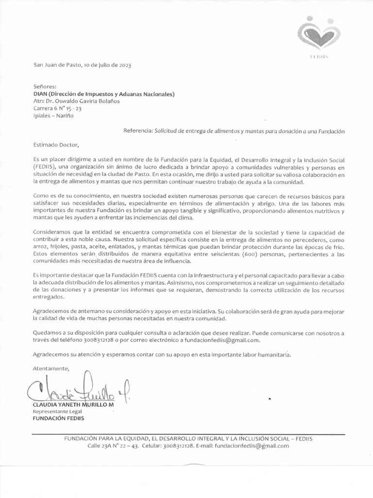 Oficio - Solicitud de Donación | PDF