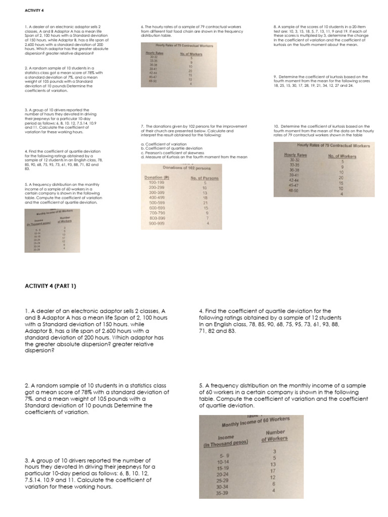Activity 5 Measure of Shape | PDF | Coefficient Of Variation | Standard Deviation