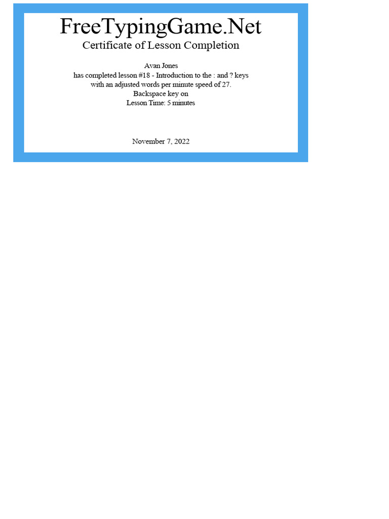 Typing Certificate | PDF