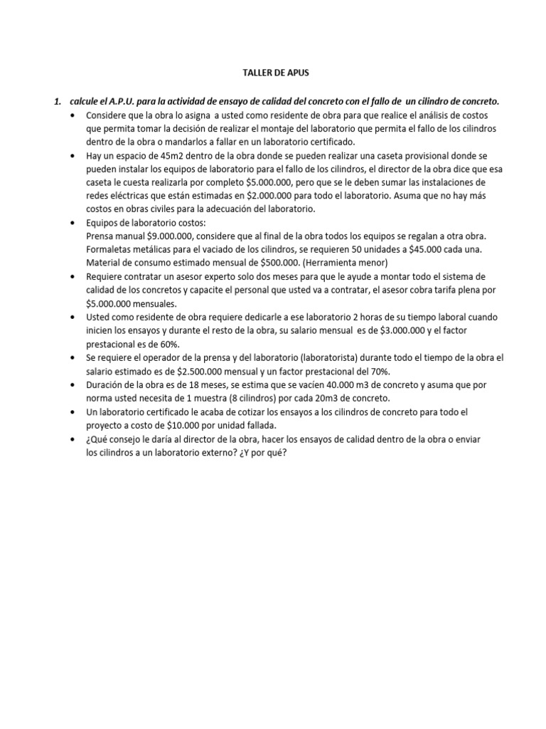 Ejercicios de Apus | PDF | Laboratorios
