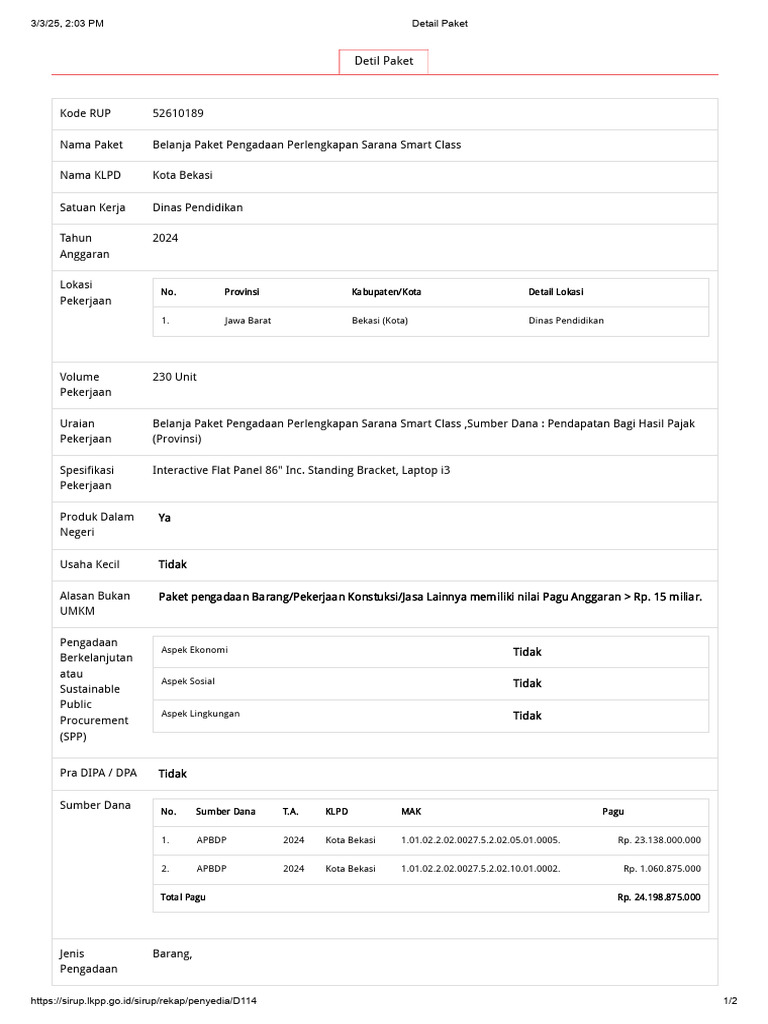 SIRUP IPF-Kota Bekasi | PDF