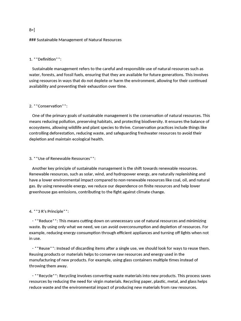 Sustainable Management of Natural Resources | PDF | Sustainability ...