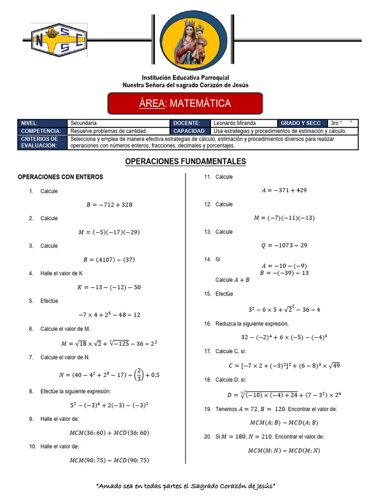 Clase 00 Introduccion de Matematica | PDF | Entero | Matemáticas