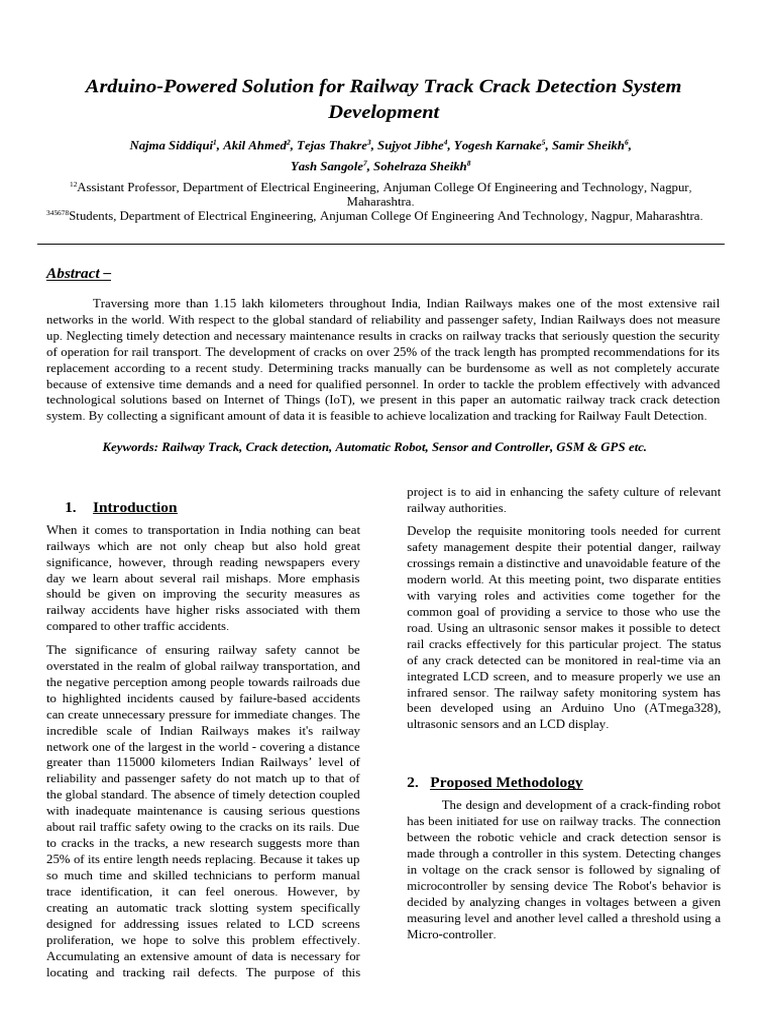 Arduino-Powered Solution For Railway Track Crack Detection System Development | PDF | Rail ...