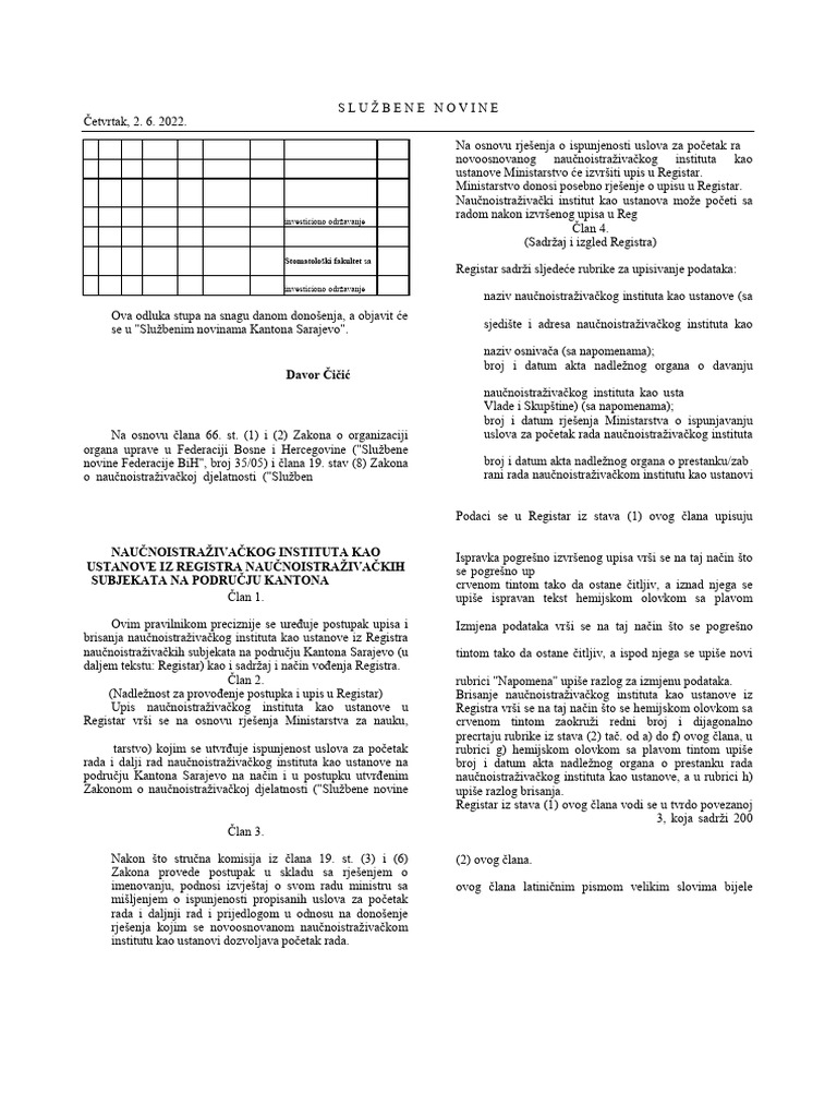 Pravilnik o Upisu I Brisanju Iz Registra | PDF