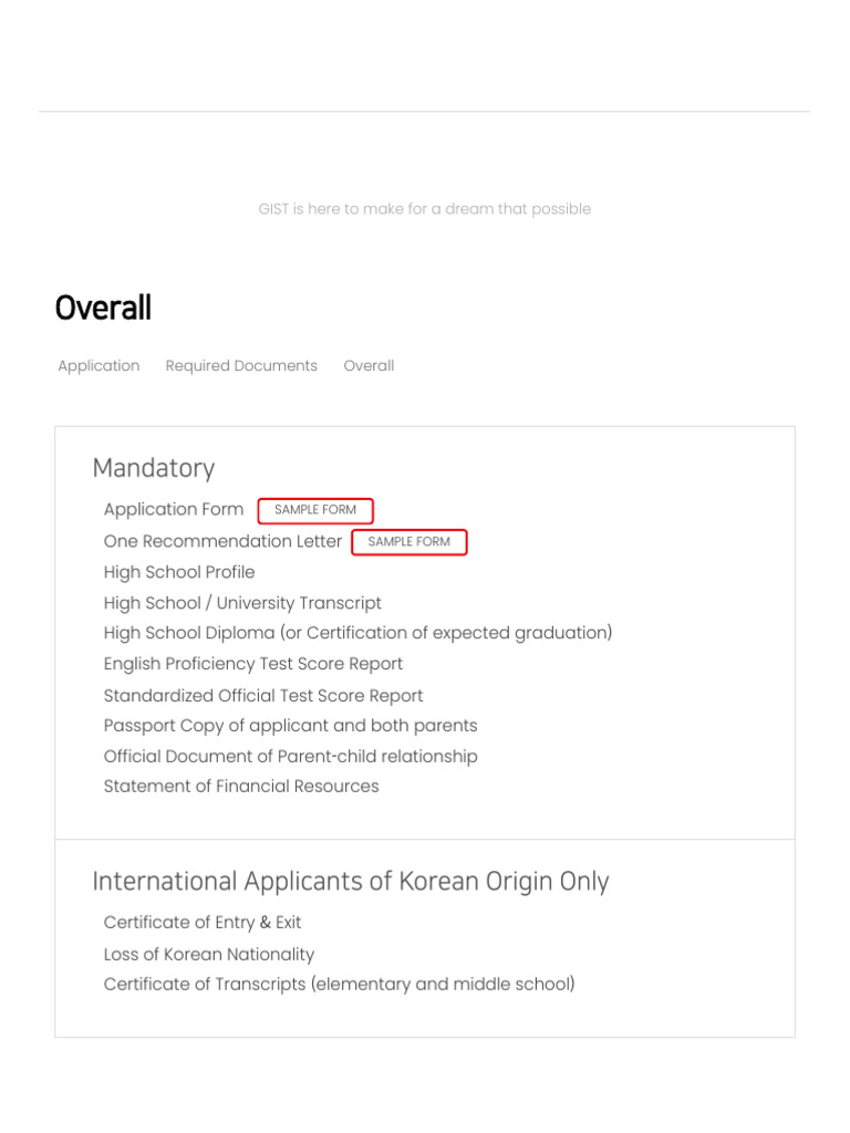 Overall - Required Documents - Application | PDF