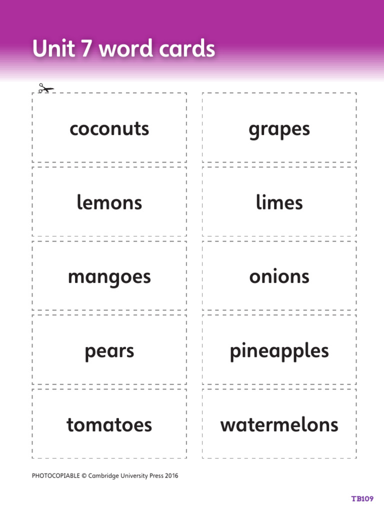 Unit 7 Word Cards | PDF