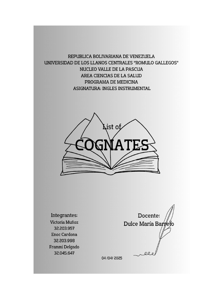 Cognados y Falsos Cognados en Inglés y Español | PDF | Lingüística ...