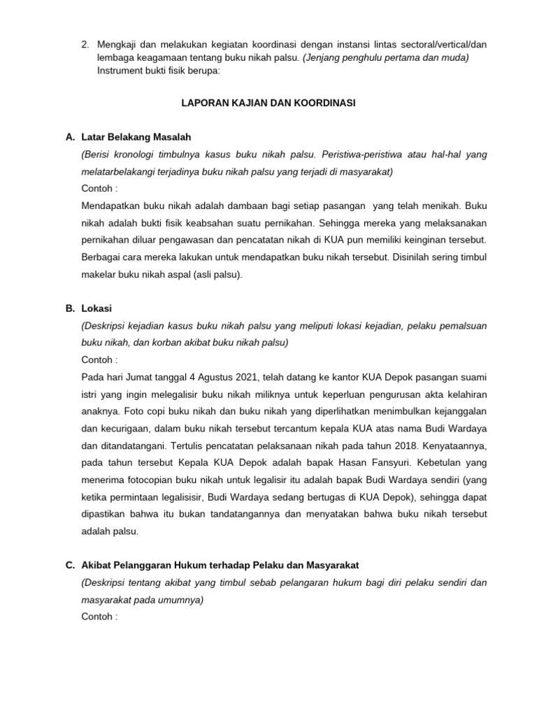 Koordinasi Penanganan Buku Nikah Palsu | PDF