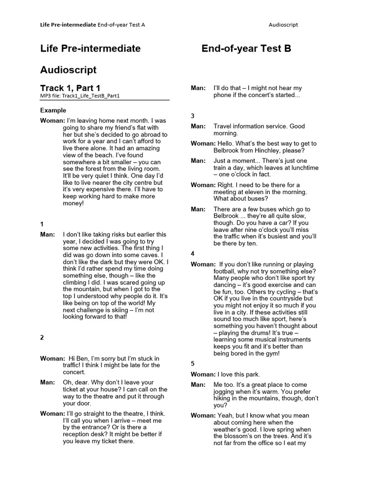 Pre-intermediate_end_of_year_Test_B_audioscript | PDF | Advertising