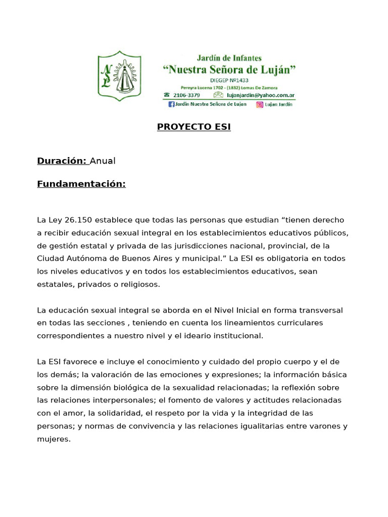 Proyecto Esi 2022 | PDF | Educación de la primera infancia | Psicología Social