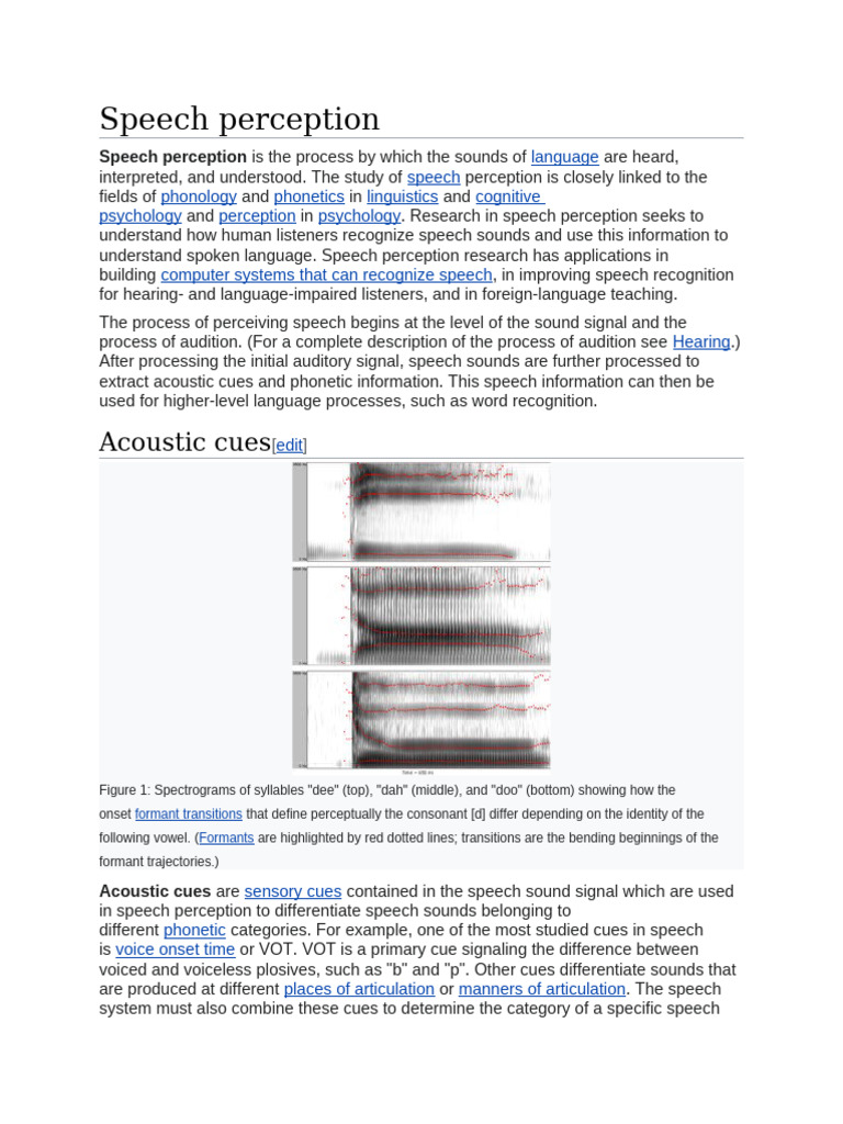 Speech Perception Nicka | PDF | Speech | Phonetics