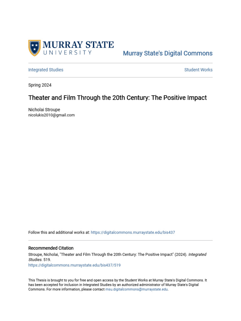 Positive Impact of 20th Century Theater | PDF