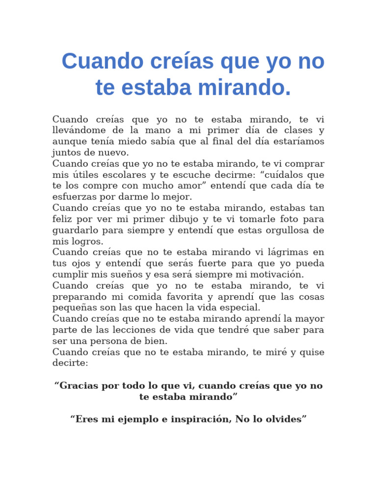 Cuando Creías Que Yo No Te Estaba Mirando | PDF