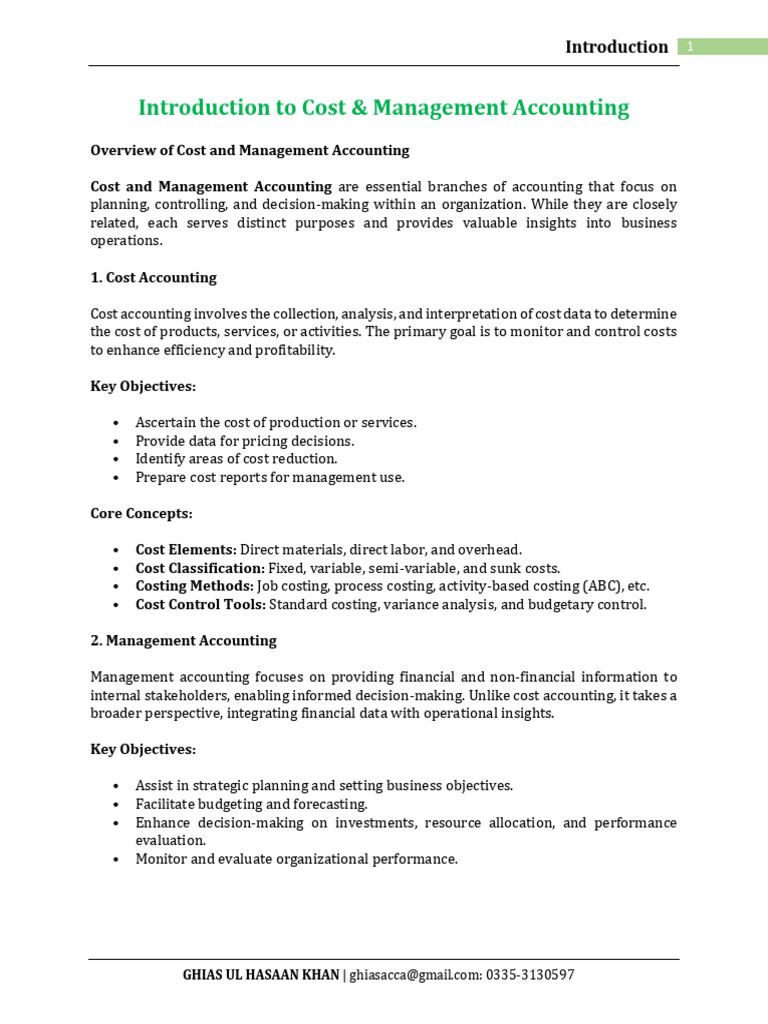 Introduction To Cost and Management Accounting | PDF | Management ...