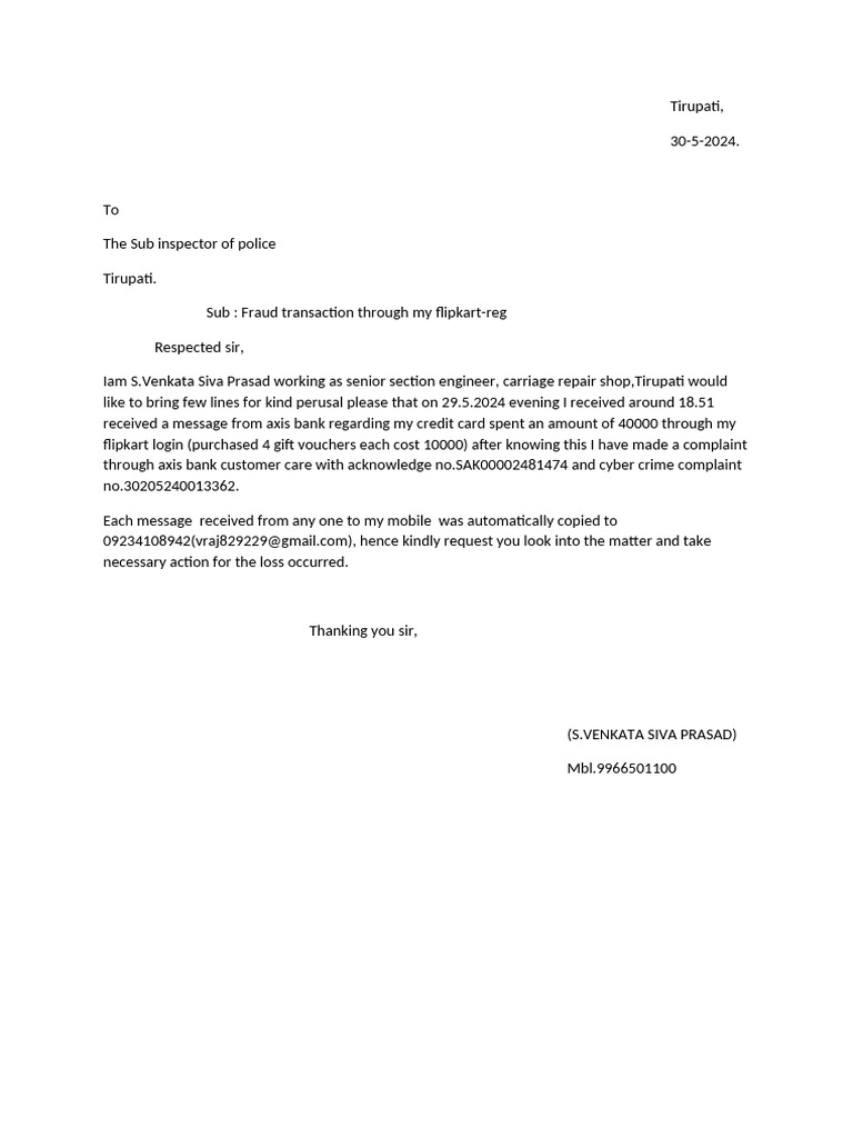 Complaint Letter | PDF