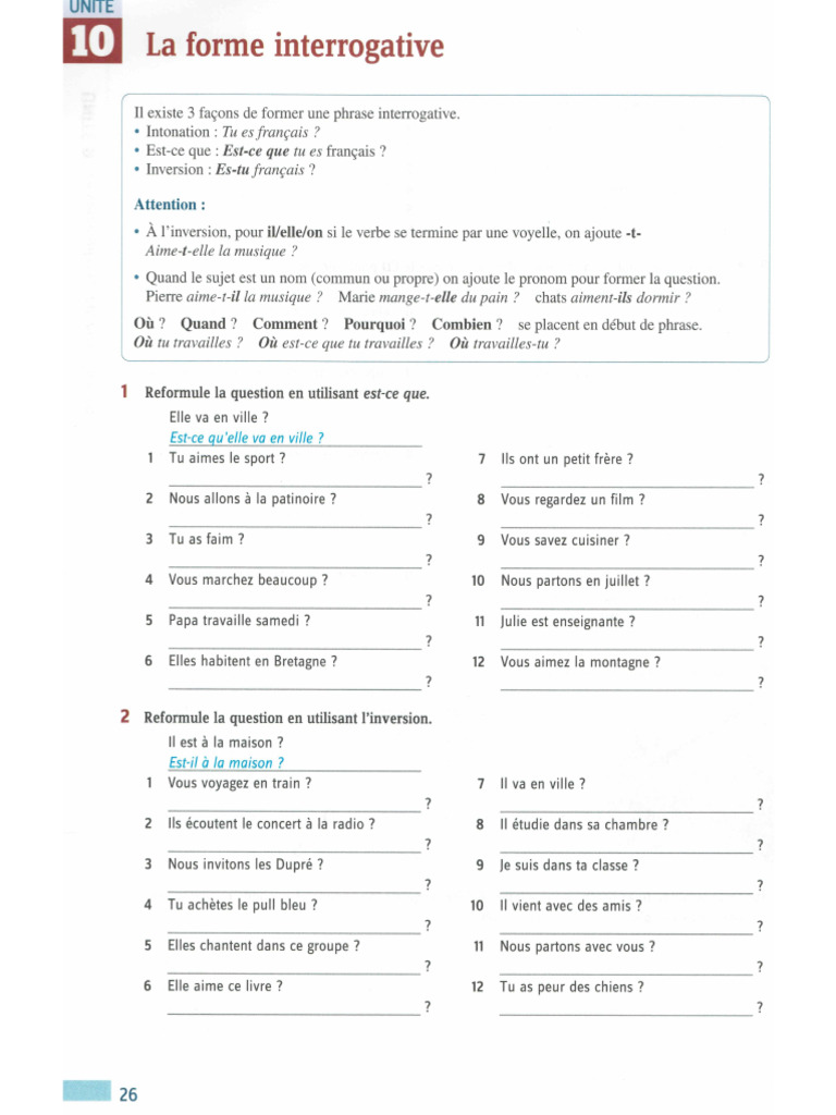 5 La Forme Interrogative | PDF