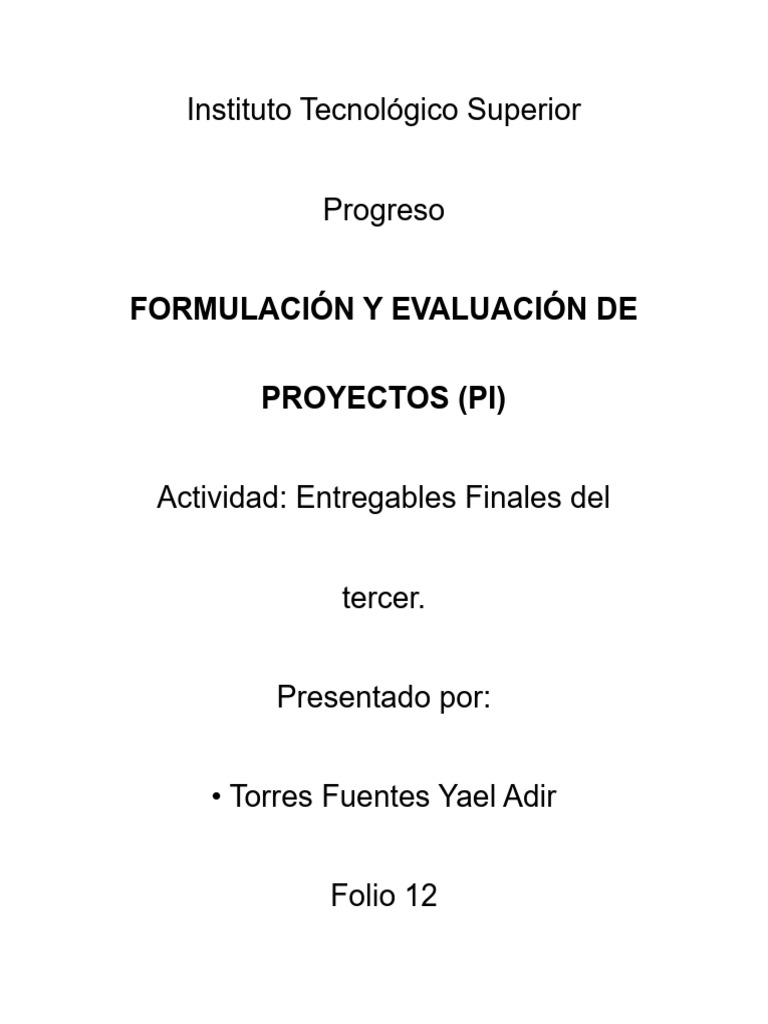 Instituto Tecnológico Superior Progreso: Formulación Y Evaluación de ...