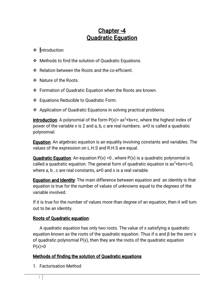 Chapter 4th Quadratic Equation PYQ's Jkbose | PDF