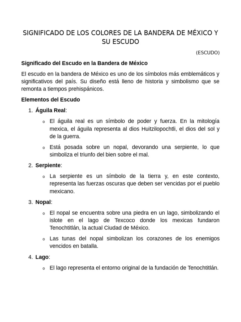 Significado de la Bandera y Escudo de México | PDF