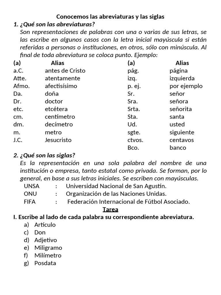 Abreviaturas y Siglas en Español | PDF