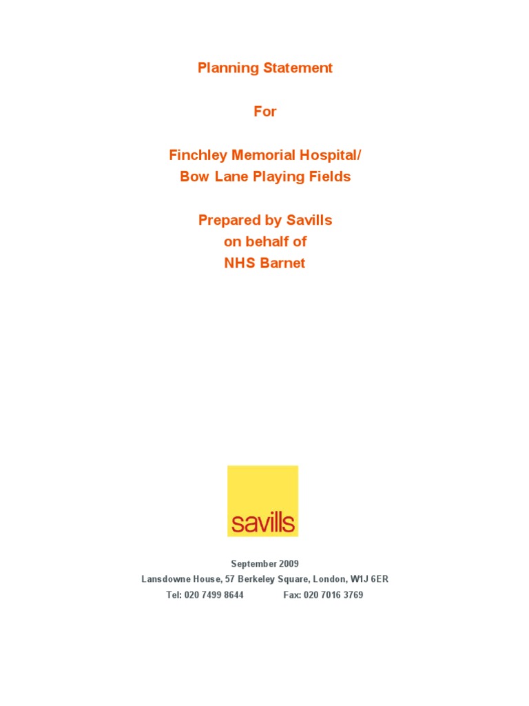 Finchley Memorial Planning Statement | PDF | Cogeneration | Sustainability