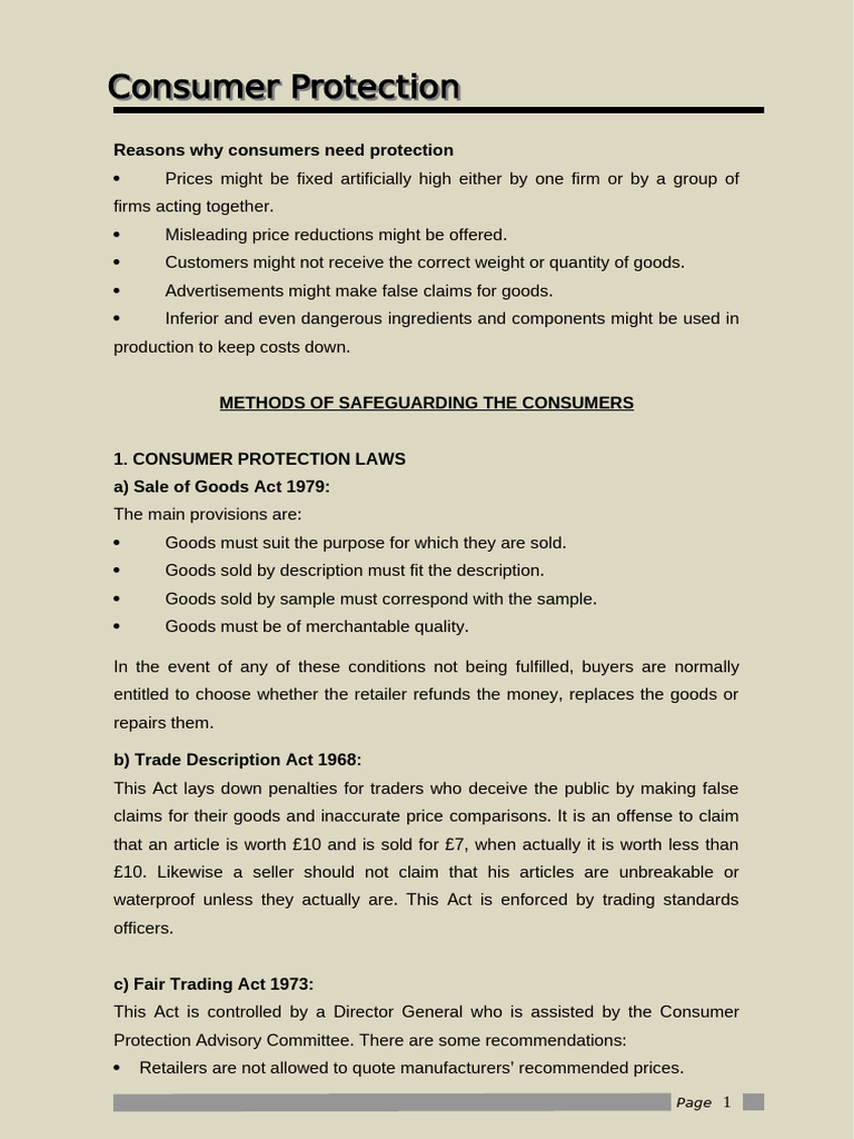 Consumer Protection Laws and Agencies | PDF | Prices | Goods