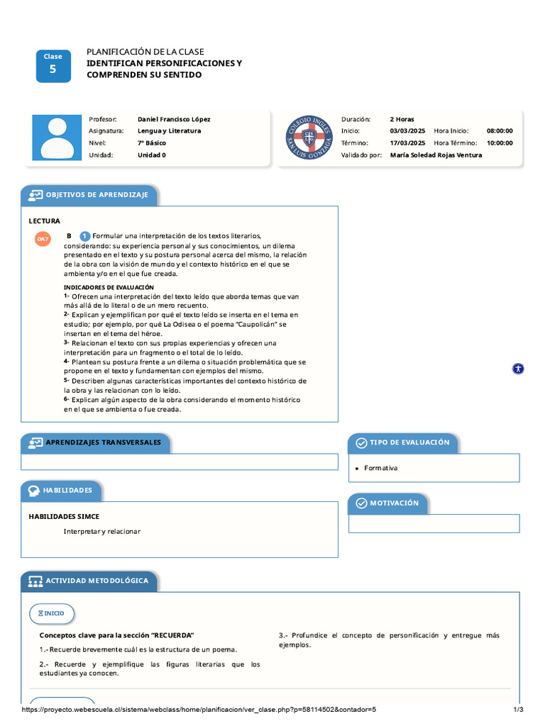 Planif 7° Unidad 0 Clase 5 | PDF