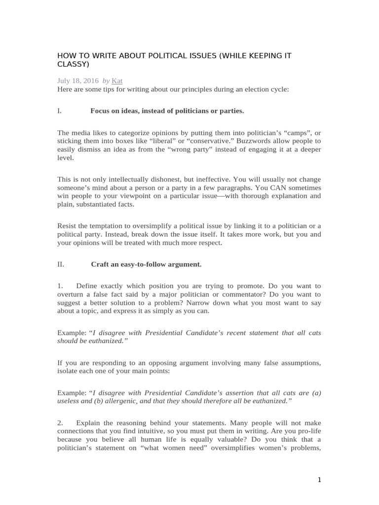 Writing Classy Political Commentary | PDF | Reason | Argument
