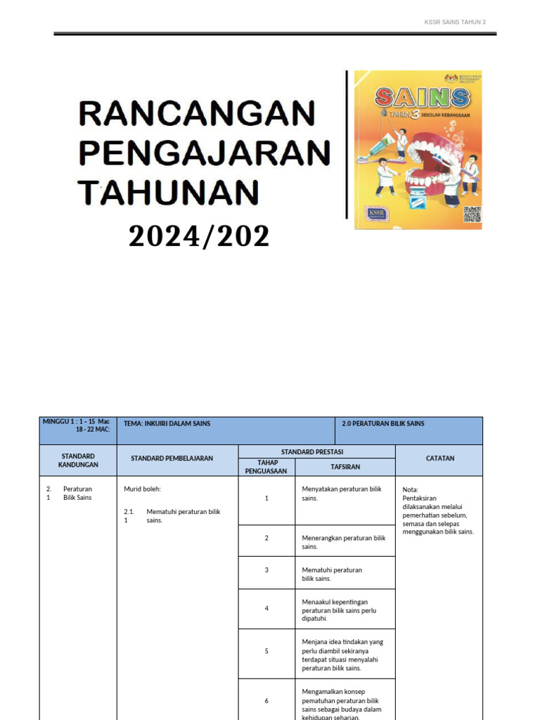 RPT SAINS TAHUN 3 | PDF