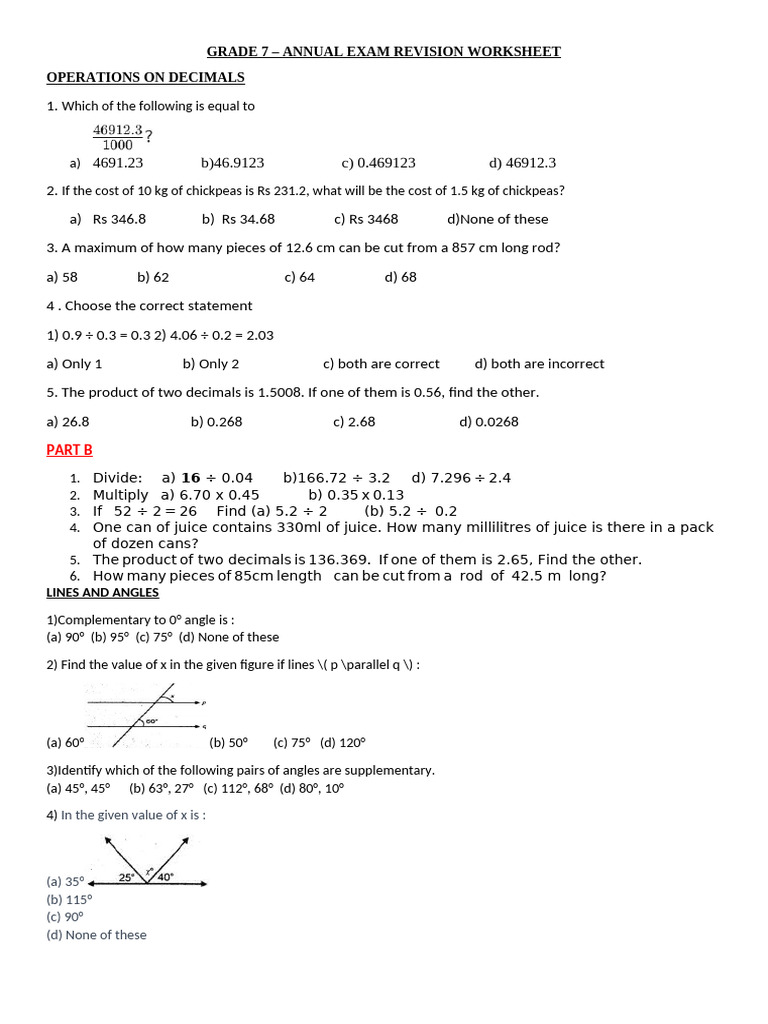Arch2025G 7Remedial Annual Exam Worksheet (2) | PDF | Triangle ...